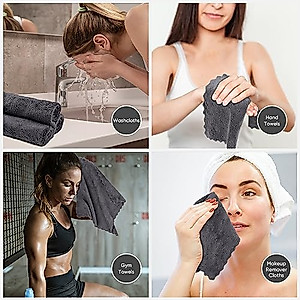 Orighty Ultra Soft Washcloths 48 Pack, Premium Microfiber Towel Sets 12 x 12 inches, Absorbent and Quick Drying Coral Velvet Washcloth, Multi-Purpose Wash Cloths for Bathroom, Hotel, and Gym (Grey)