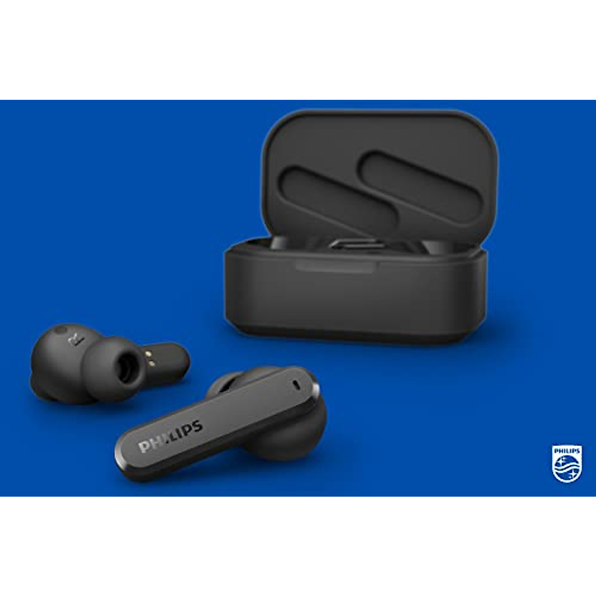 Philips T4506 True Wireless Headphones with Active Noise Canceling (ANC), Up to 24 Hours Playtime, Bluetooth, Awareness Mode, IPX4 Water Resistant, USB-C Charging Case, TAT4506BK, Black