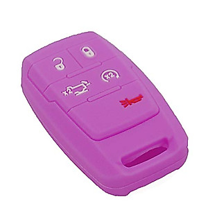 WEIBISS 2 Pack 5 Buttons Rubber Silicone Smart Key Cover Case Shell Fob Holder Bag Keyless Protector Fit for 2019 2020 RAM 2500 3500 5500 GQ4-76T 68365327, Black Purple