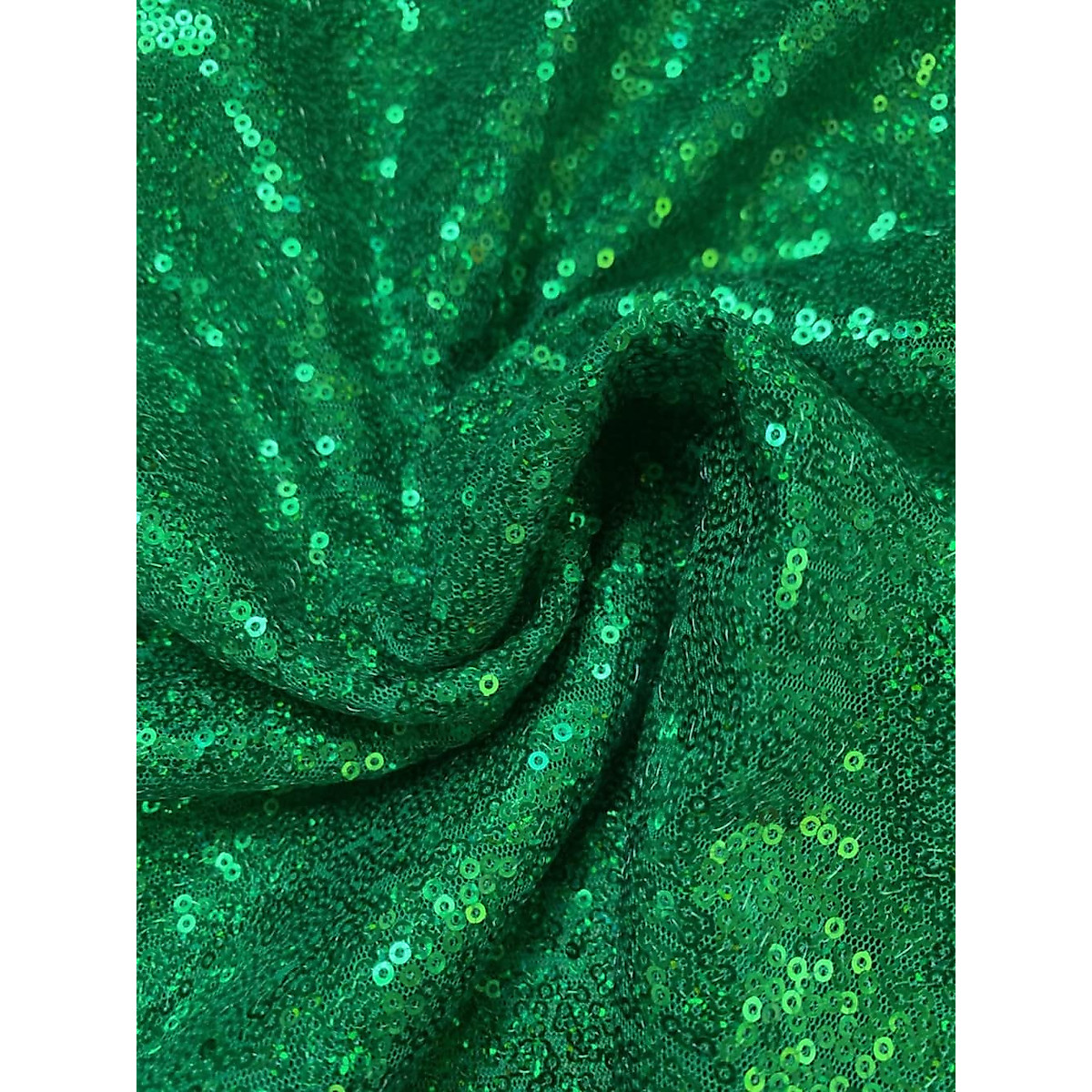 Green Sequin Fabric by The Yard, Glitter Sequin Mesh