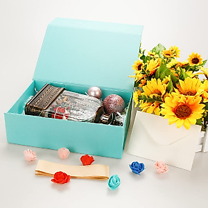 Gift Box 11x7.5x3.5 Inches,Sky Blue Gift Boxes with Magnetic Lid，Christmas Gift Box Contains Card, Ribbon, Shredded Paper Filler Gift Box for Gift Packaging,Christmas Birthdays Gift Packaging