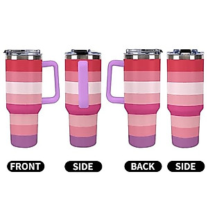 Lesbian Pride Flag 40 Oz Tumbler Insulated Stainless Steel Water Bottle Travel Mug Car Cup with Handle And Straw