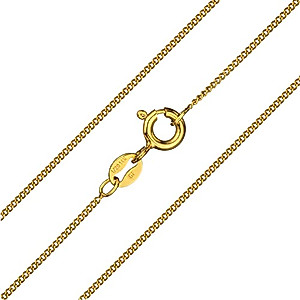 Ariana Lucci 14K Gold Filled Thin Italian Curb Chain Necklace, Non Tarnish 1mm Cuban Link Chain, Great for Pendants and Charms, Genuine 1/20 14K Gold Filled Made in Italy, 22"
