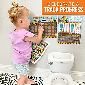 Hadley Designs Construction Potty Training Chart for Toddlers Boys - Potty Chart for Boys with Stickers, Kids Potty Training Chart for Toddlers Boys, Potty Sticker Chart for Toddlers Boy