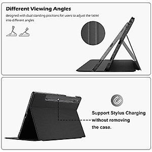 ProCase Case for Galaxy Tab S8 Plus/S7 FE 2021/S7 Plus 2020 12.4 Inch with S Pen Holder, Slim Stand Folio Smart Cover for 12.4" Tablet (SM-X800 X806 T730 T736 T970 T975 T976 T978) -Black