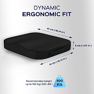 bonmedico Orthopedic Seat Cushion - Plush 16 x 16 Inch Memory Foam Comfort Chair Cushions for Height Boosting, Back Relief - Pressure Aid Support Pillow for Office, Car, Home & Wheelchair