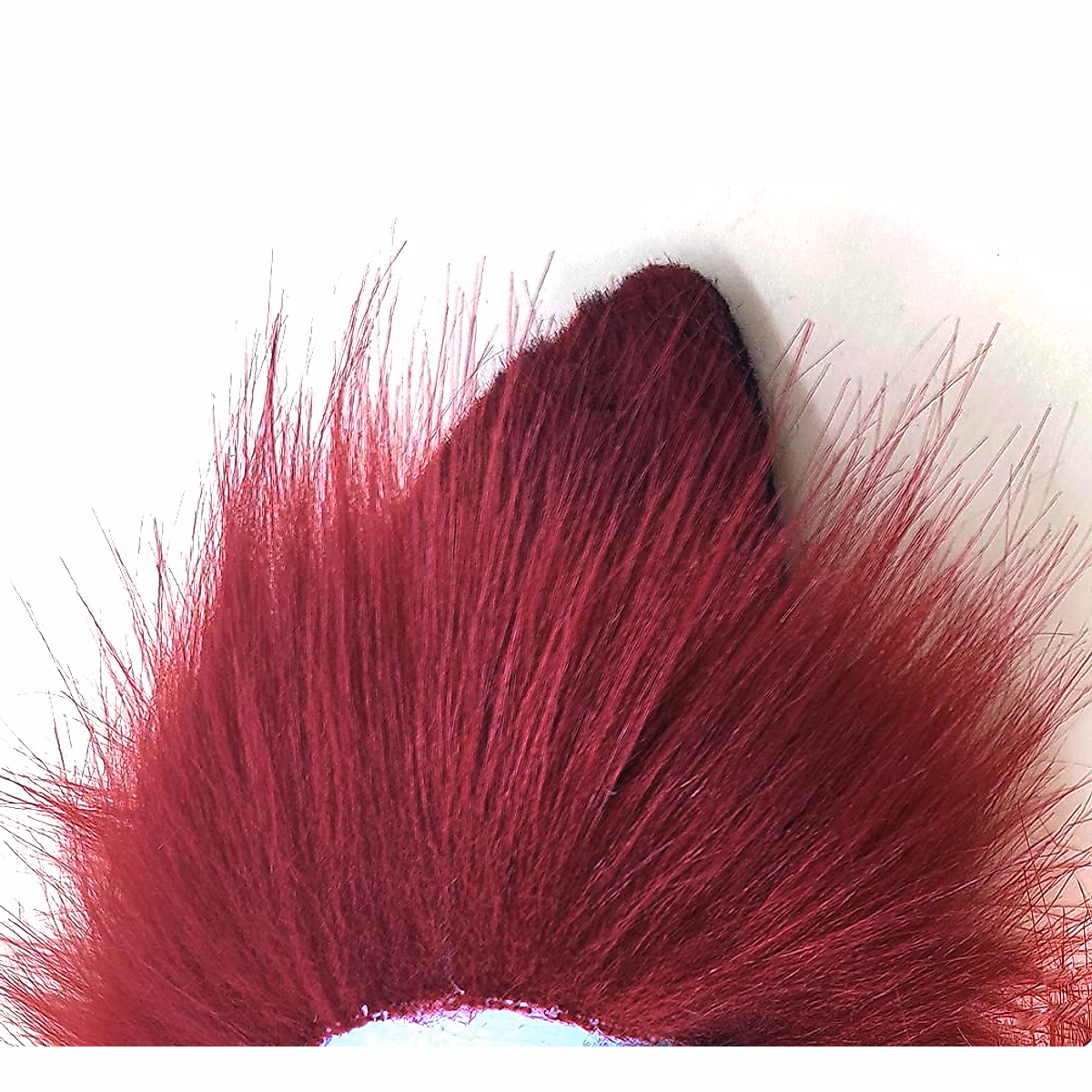 QinRuan Fox Cat Long Fur Ears Hair Headwear Wolf Animal Anime Halloween Cosplay Costume (Wine)
