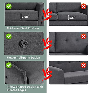 STHOUYN 85” 3 Seat Grey Couch with 2 USB, Modern Comfy Couch Sofa, Large Couches Sofas for Living Room Office, Deep Seat & Low Profile, Chenille Sofa (Grey)