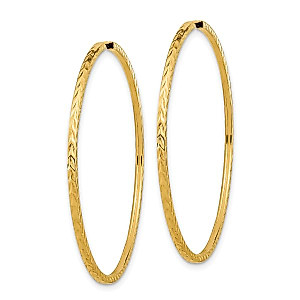 14K Yellow Gold Square Tube Endless Round Hoop Earrings