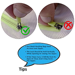 Cosmiic Greens 3 Pcs (S1/M1/L1) Mesh Laundry Washing Bags with Premium Rust Free Zipper, Storage Bag, Store Dirty Clothes, Washing Bags, Blouse, Bra, Hosiery, Lingerie, Stocking, Jeans (Polyester)