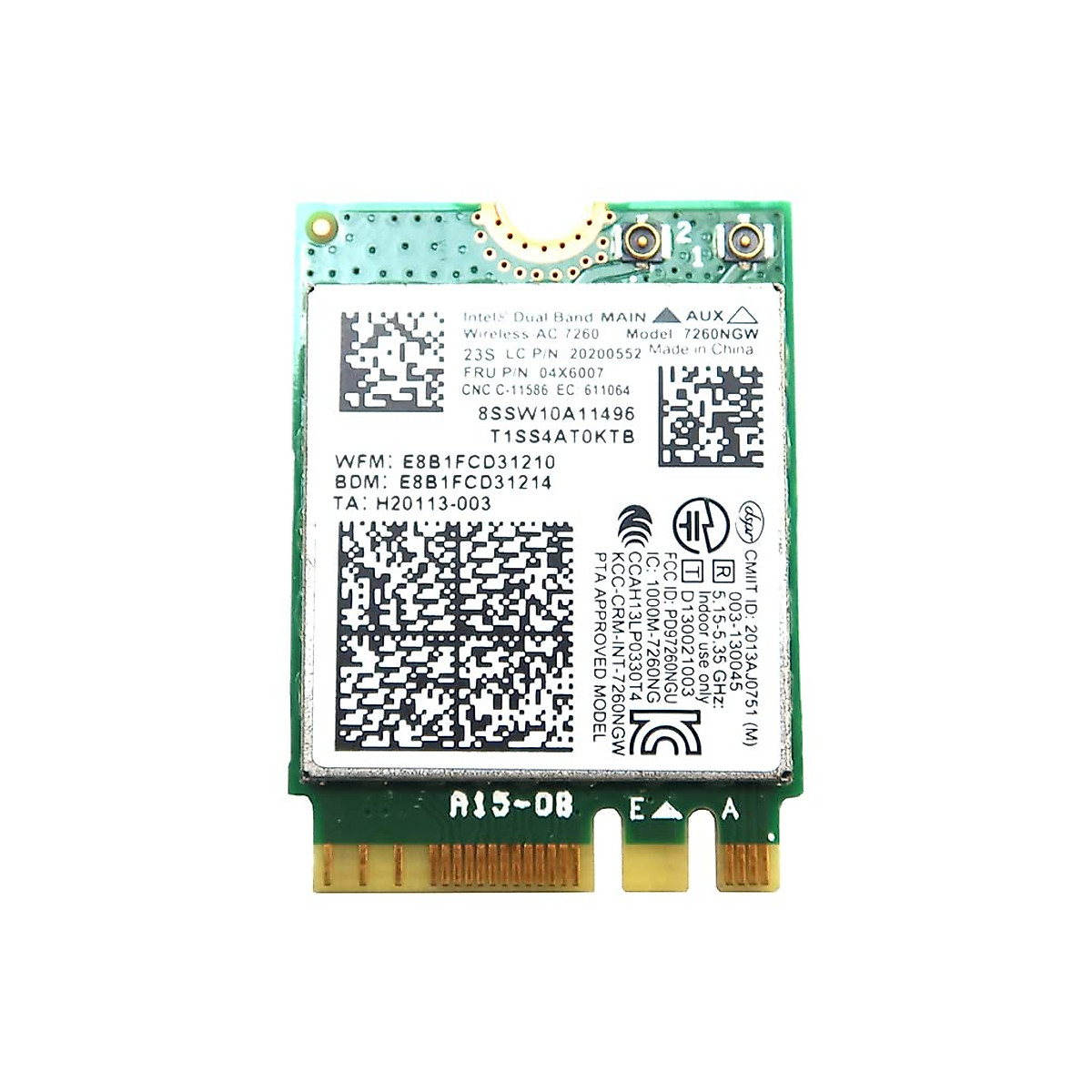 Intel Dual Band Wireless-AC 7260 7260 WiFi + Bluetooth 4.0 Combo card For Lenovo N20 Chr omebook, FRU 04X6007 20200552 T440 T440S T440P X230S X240 X240S L440 W540 WLAN