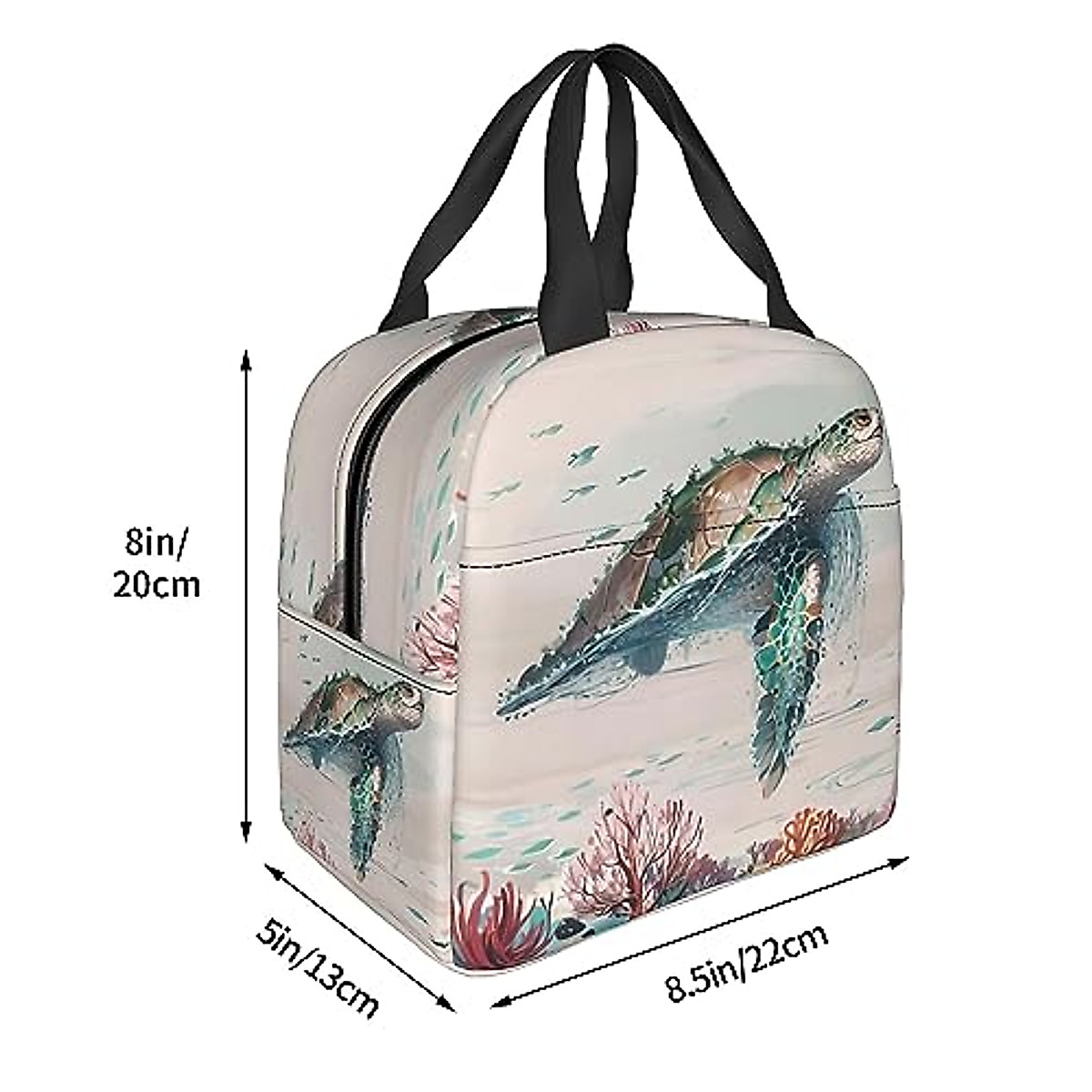 CIOAHYRA Sea Turtle Lunch Bag for Women Men Insulated with Containers Warming Reusable Lunch Box Waterproof Thermal Tote Bag Cooler Bag