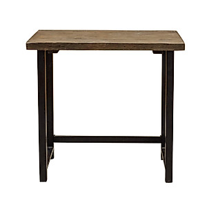 Alaterre Furniture Pomona 32" Small Metal and Solid Wood Desk, 32in. Wide, Brown