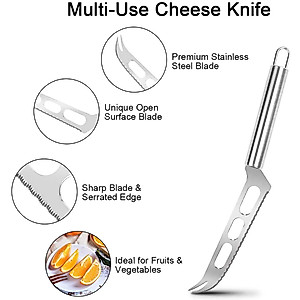 Linwnil 4PCS Cheese Slicer Set Stainless Steel Wire Cheese Slicer Thickness Adjustable Cheese Cutter for Cutting Soft, Semi-Hard, Hard Cheeses