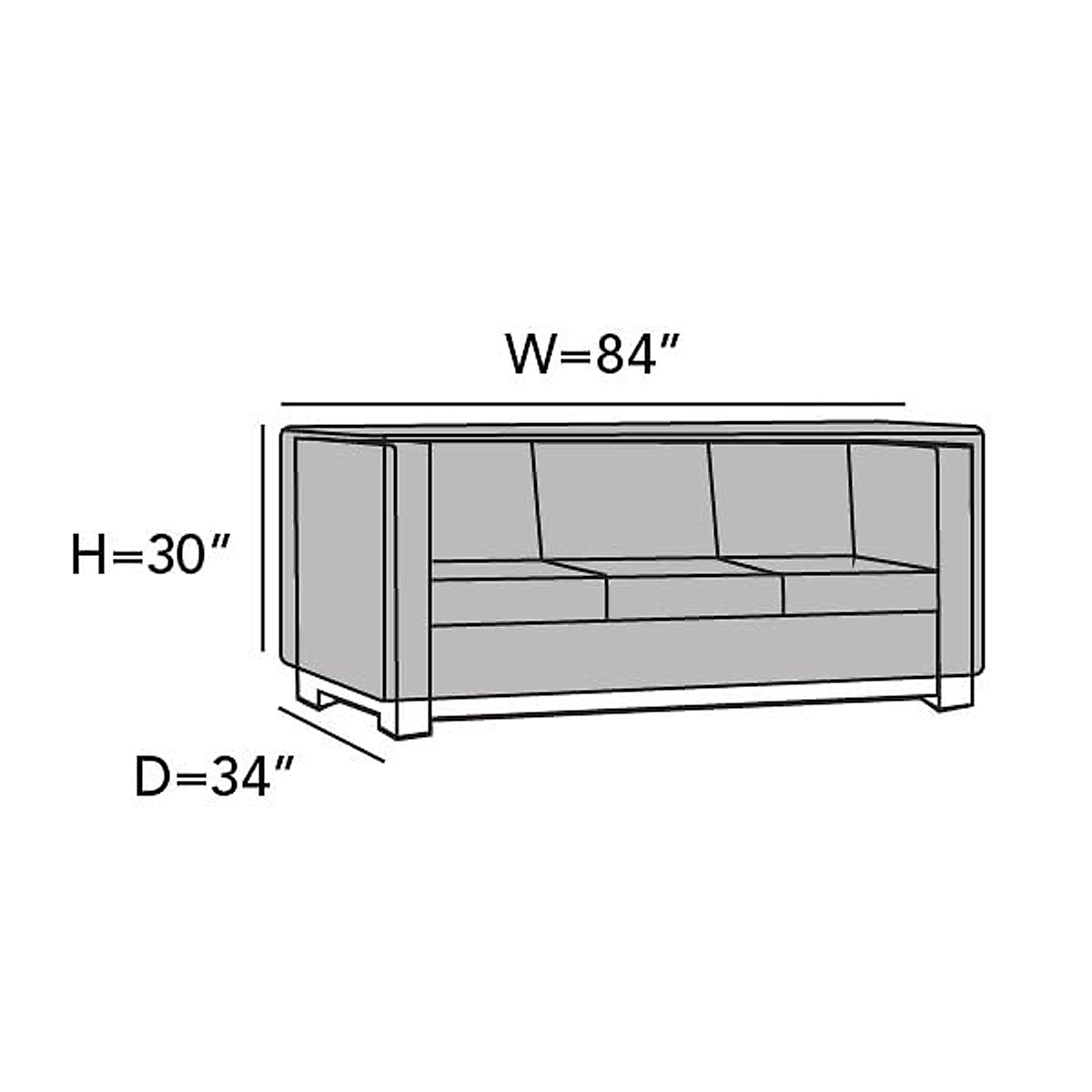 Covermates Outdoor Modular Sectional Sofa Loveseat Cover - Water Resistant Polyester, Drawcord Hem, Mesh Vents, Seating and Chair Covers, 84W x 34D x 30H, Charcoal
