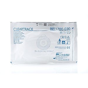 ConMed 1700-030 Cleartrace Adult ECG Electrodes, General Purpose Tape, 20" x 30" Size, Pack of 600