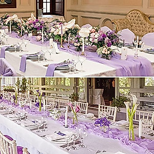 15 Pack Lavender Cheesecloth Table Runner 10Ft Gauze Cheese Cloth 35x120 Inch Boho Table Runner Romantic Table Runner Long Table Cover for Wedding Birthday Party Bridal Shower Reception Table Décor