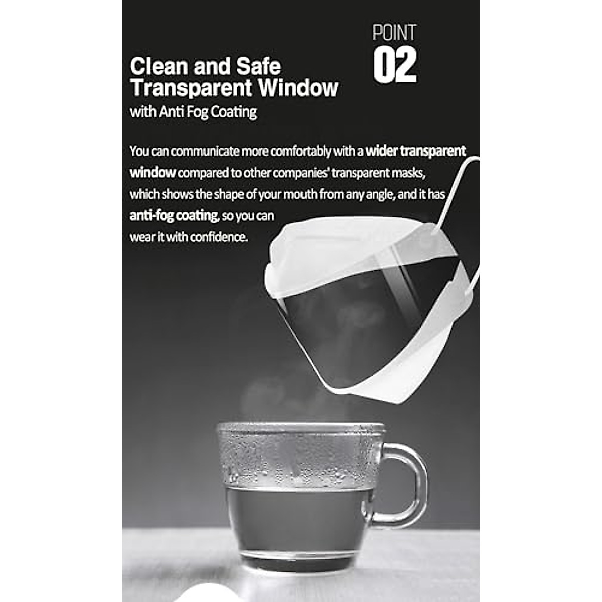 HAPPYDAY 10 Pieces Made in Korea Anti Fog See Through Face Transparent Mask for Adult