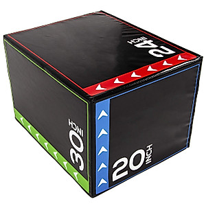 Signature Fitness 20 Inch x 24 Inch x 30 Inch 3 in 1 Foam Plyometric Box Jumping Exercise Trainer, 16-Pound, Reinforced Core