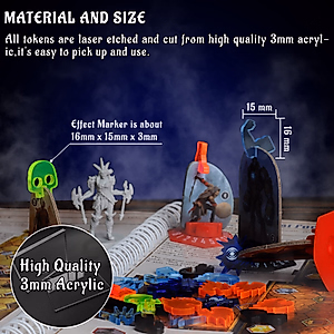 Condition Tokens Set of 60 Acrylic Status Effects Markers Game Accessories for Gloomhaven, Forgotten Circles and Jaws of the Lion