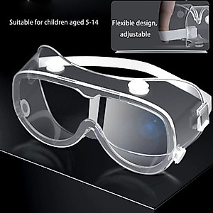 ABUDDER Kid Safety Goggles, Boys Girls Protective Goggles Crystal Clear Eye Protection 3 Pieces