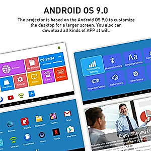 IULJH Mini Projector 4K DLP Android 9.0 Support Mini video Beamer Mobile Phone with Battery ( Color : E )