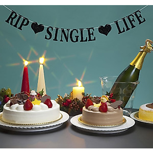 Rip Single Life Banner, Bride or Groom to Be, From Miss to Mrs, Tomorrow We Do, Glittery Funny Rude Bachelorette Party Decorations Supplies