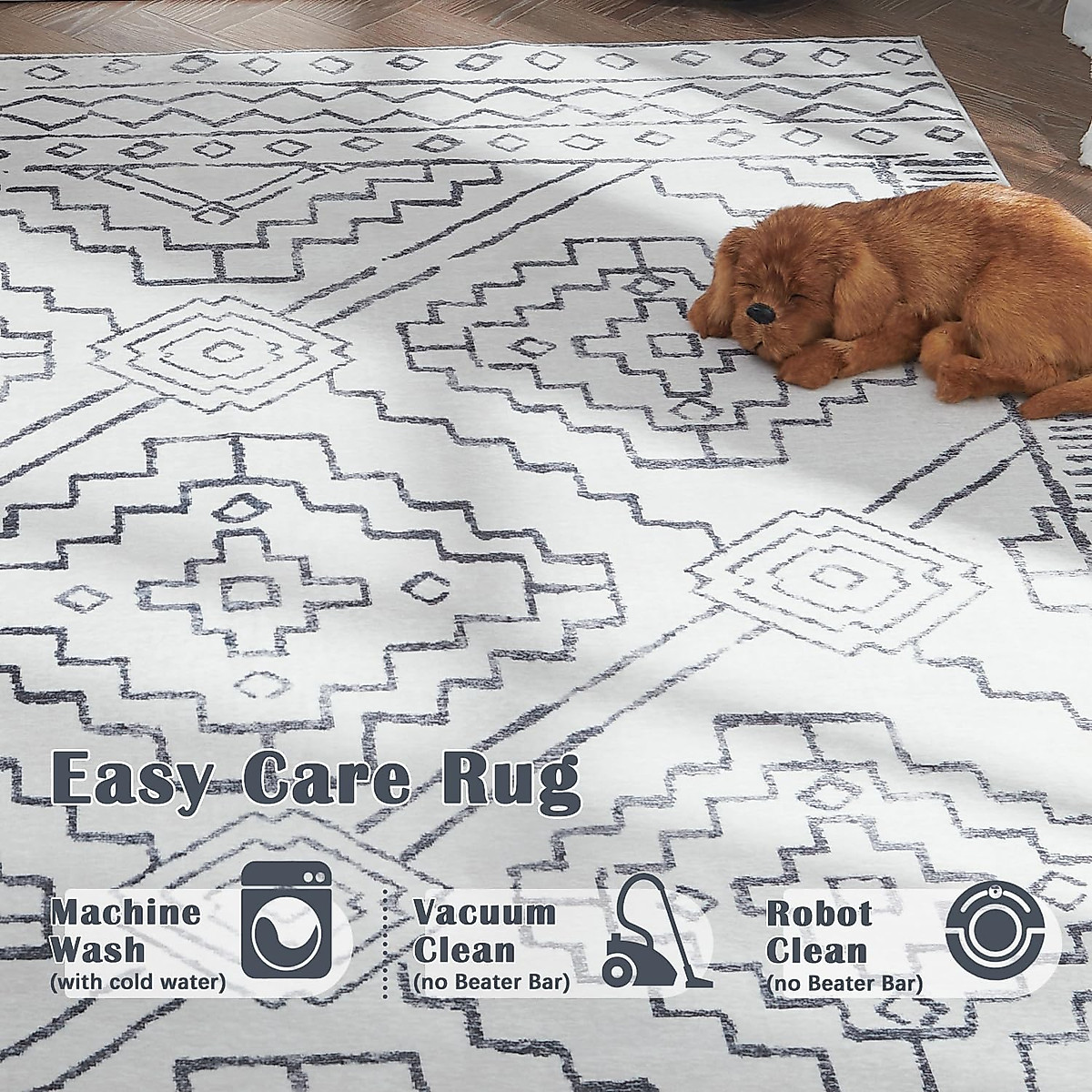 jinchan Runner Rug 2x5 - Moroccan Hallway Rug Bohemian Kitchen Washable Runner Rug with Rubber Backing Modern Soft Rug Indoor Non Slip Carpet for Entryway Bathroom Laundry Room Farmhouse Grey