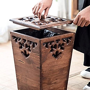 DIKNAC Trash Can Garbage Bin Wood Trash Can Wastebasket Garbage Container Bin for Bathrooms Powder Rooms Home Offices Waste Bins ( Color : B , Size : 23*30cm )