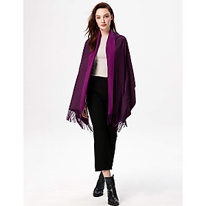 maamgic Women's Scarf Pashmina Shawls and Wraps for Evening Dresses Travel Office Winter Wedding Cashmere Feel Long Reversible Scarves Purple