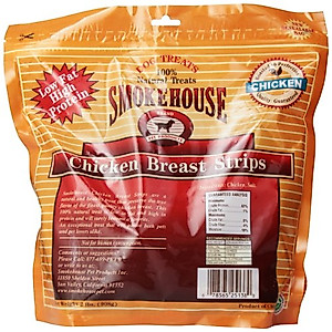 Smokehouse 100-Percent Natural Chicken Breast Strips Dog Treats, 2-Pound