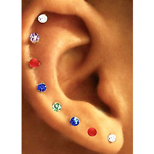 18 Pairs Multi Colors Clear Crystal Acrylic Nylon Plastic Posts Medical No Metal Sensitive Ears Hypoallergenic Stud Earrings