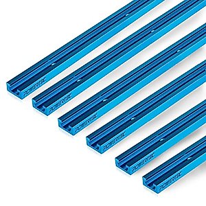 POWERTEC 71158-P3, 6 Pack, 48 Inch Double-Cut Profile Universal T-Track with Predrilled Mounting Holes, Aluminum T Track for Woodworking Jigs and Fixtures, Drill Press Table, Router Table, Workbench