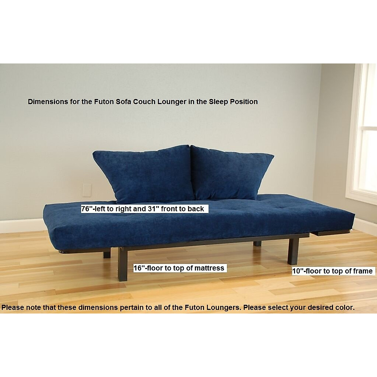 Best Futon Lounger - Frame ONLY - Sit Lounge Sleep - Small Furniture for College Dorm, Bedroom Studio Apartment Guest Room Covered Patio Porch