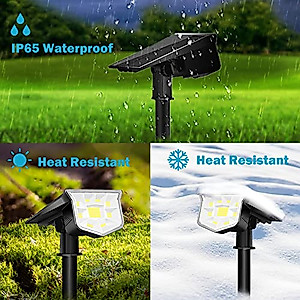 EP 2 Pack Solar Spot Lights Outdoor, 56 LEDs IP65 Waterproof Solar Landscape Spotlights, Solar & USB Powered, Cool White Auto ON/Off Garden Lights for Walkway, Driveway, Porch, Patio, Pool