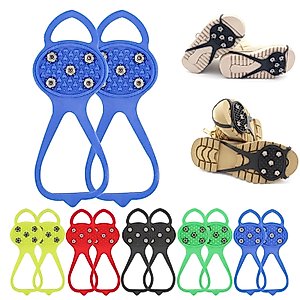 Universal Non-Slip Gripper Spikes, 2023 Upgrade Universal Gripper Spikes Non Slip Shoe Grips, Traction Cleats Ice Snow Grips Anti Slip Silicone for Hiking Walking Climbing Fishing (Blue, Child)