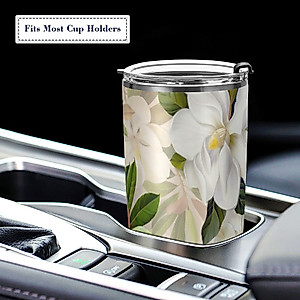 susiyo White Magnolia Flowers Insulated Cup 20 oz Double Wall Vacuum Stainless Steel Coffee Mug for Car