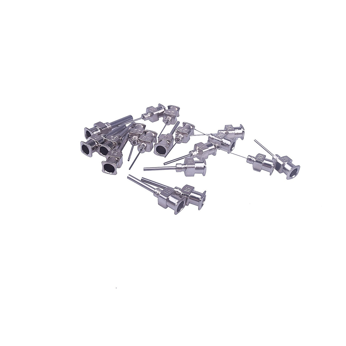 Huaha 18-Pack Metal Dispensing Needle - Stainless Steel Blunt Tip Luer Lock Set