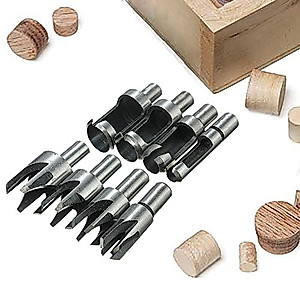 Yakamoz 8 Pieces HSS Taper Claw Type Wood Plug Cutter Drill Bits 16mm 13mm 10mm 6mm Metric (5/8" 1/2" 3/8" 1/4")