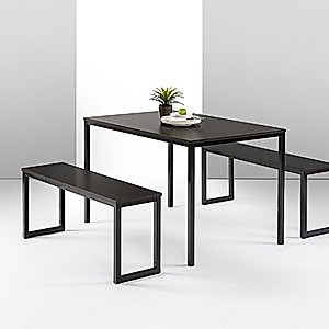 Zinus Louis Modern Studio Collection Soho Dining Table with Two Benches (3 piece set) - Espresso