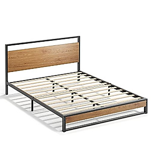 Nazhura Metal Queen Size Platform Bed Frame with Wood Headboard/Footboard (Queen (U.S. Standard))