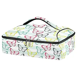 Kcldeci Insulated Thermal Food Carrier Insulated Casserole Carrier for Hot or Cold Food,Butterfly Stripe Insulated Tote Bag for Potluck Cookouts Parties Picnic,Lasagna Lugger