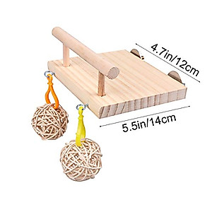POPETPOP Bird Perches Cage Toy - Hamster Wooden Platform Parrot Play Gym Stands with Swing,Rattan Ball,Ferris Wheel Ladder Pet Training Playground for Birds Cockatiels Conures Hamster Rat