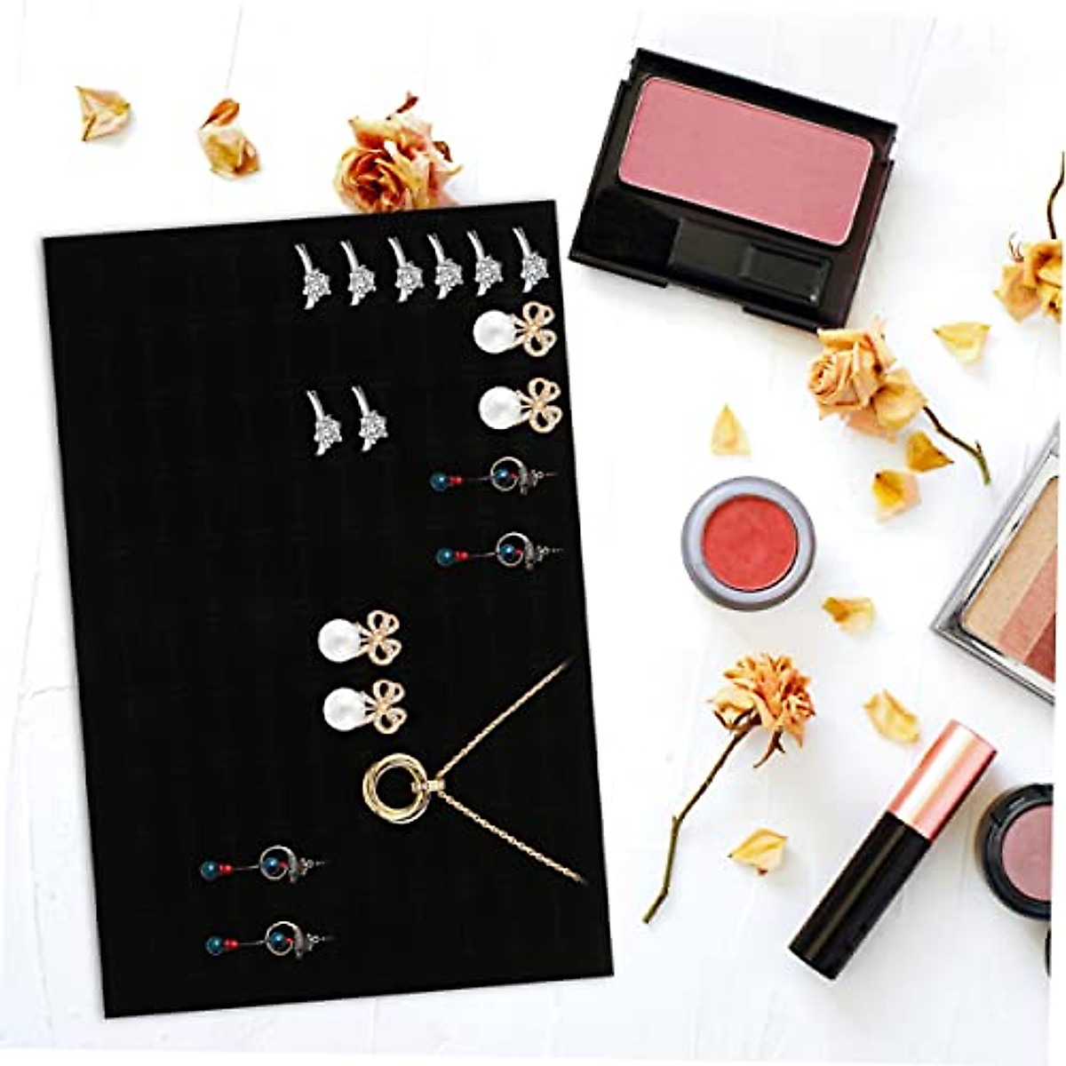 Cabilock Velvet 2pcs Box jewelry box pad dresser organization sponge tray Ear display pad Jewelry display pad hoop ear foam insert jewelry organizer inserts ear sponge holder foams pad