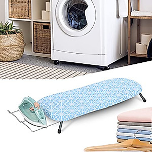 Johgee Foldable Tabletop Ironing Board with Iron Rest, Small Ironing Board with 2 Cotton Covers, Portable Mini Ironing Board with Non-Slip Folding Feet for Home, Laundry Rooms, Travel Use and Dorms