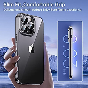 for iPhone 14 Pro Max Case 𝟮𝟬𝟮𝟯 𝗡𝗘𝗪 with Full Camera Protection, [Far Beyond Official Color] [Military Grade Drop Tested] Metallic Glossy Clear Case Designed for Women Men 6.7”, Phantom Black