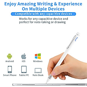 Stylus Pencil for Lenovo Chromebook Flex 5/3 Pen,Minilabo Touch Screens Active Stylus Digital Pen with 1.5mm Ultra Fine Tip Stylist Pen for Lenovo Chromebook Flex 5/3 Drawing and Writing Pencil,White