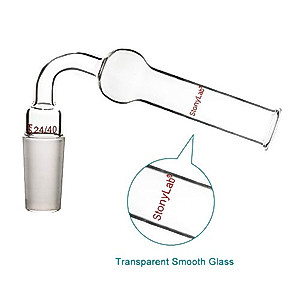 stonylab Glass 75 Degrees Drying Tube, Borosilicate Glass Bent Drying Tube Adapter with Inner 24/40 Standard Taper Joint for Organic Synthesis Chemistry Laboratory Lab Supply, Angled at 75 Degrees