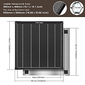ToCome Honeycomb Laser Bed 500 x 500 x 22 mm Steel Honeycomb Cutting Bed for D1, D1 Pro Falcon Falcon 2 and Most Laser Engraver Laser Cutter, 19.68" x 19.68"