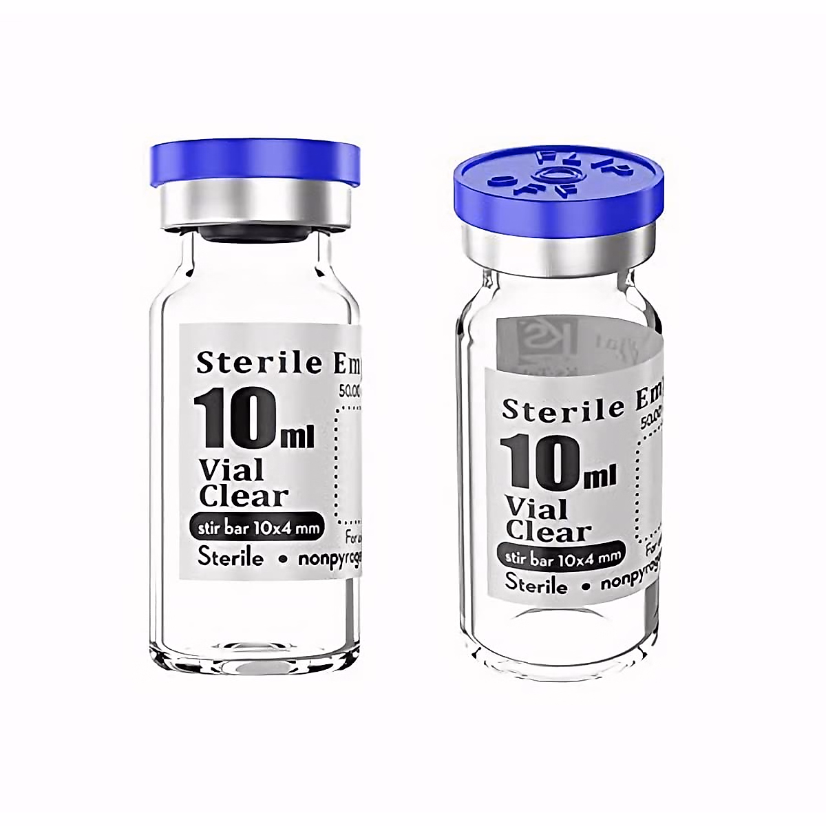 Biocomma 10pcs 10ml Sterile Empty Vial with Plastic Aluminum Flip Off Caps，Penicillin Bottle 20mm Crimp Top Sterile Transparent Borosilicate Lab Sample Vial (Transparent)